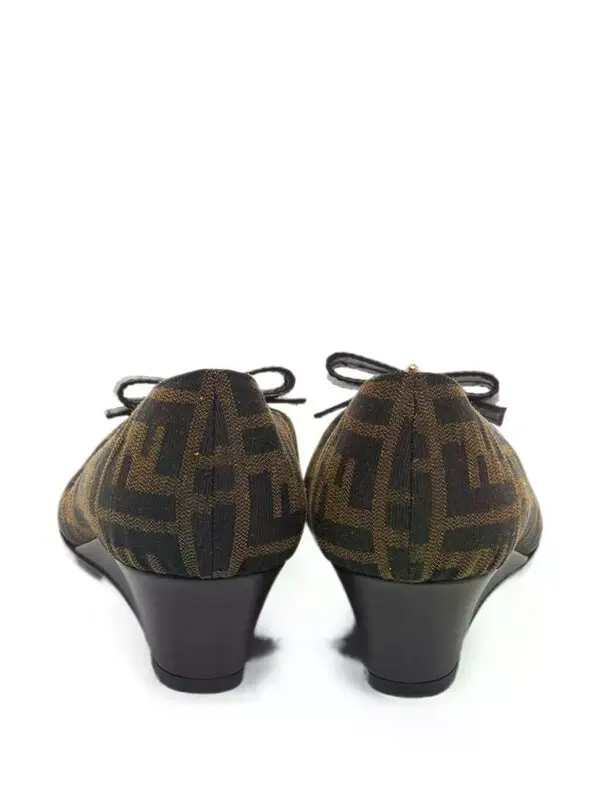 Fendi Zucca Bow-detail Wedge Pumps