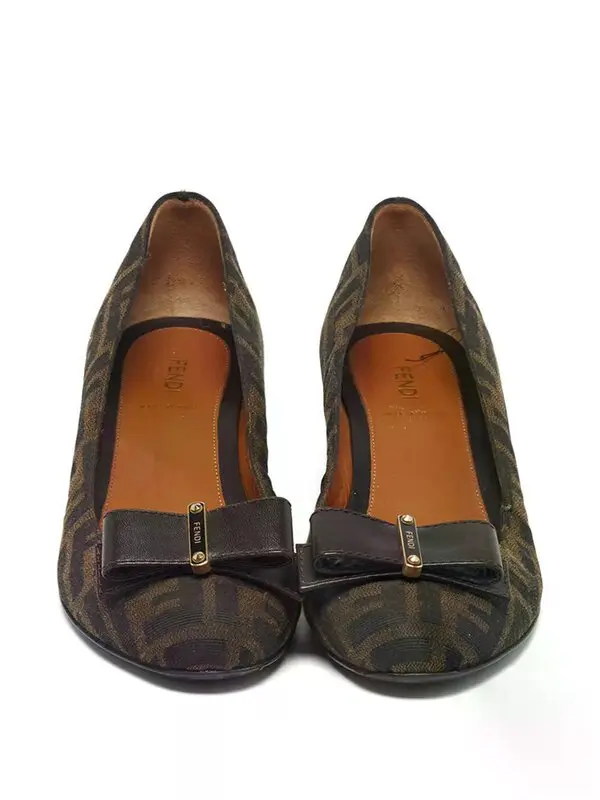 Fendi Zucca Bow Detail Wedge Pumps