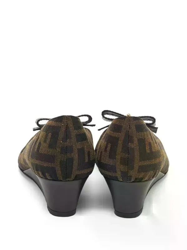 Fendi Zucca Bow Detail Wedge Pumps