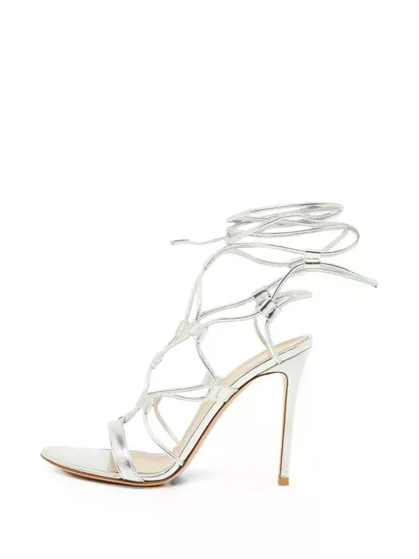 GIANVITO ROSSI Giza Ankle-wrap Sandals - Silver