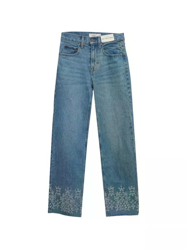 Abercrombie 90's Relaxed Embroidered Jeans - Blue