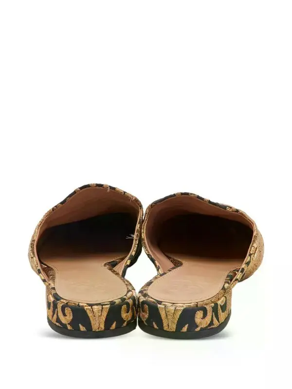 Tory Burch Brocade Flat Mules - Black