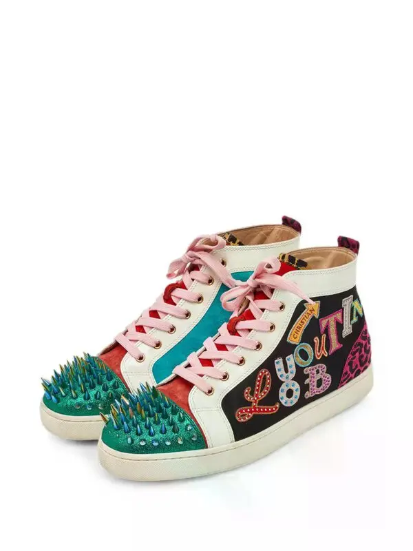 CHRISTIAN LOUBOUTIN Lou Spikes Leather Sneakers - Black