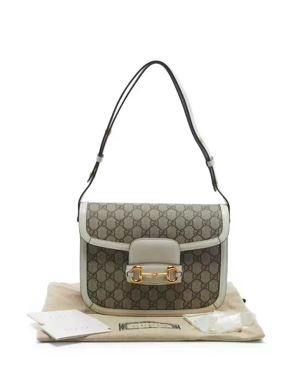 Gucci 1955 Horsebit Gg Supreme Shoulder Bag - Neutrals