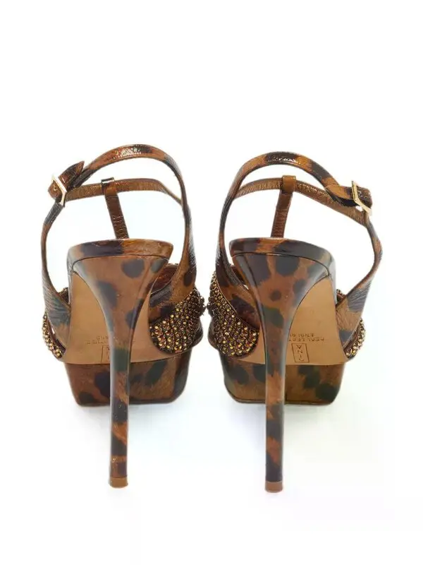GINA Leopard-print Crystal-embellished Sandals