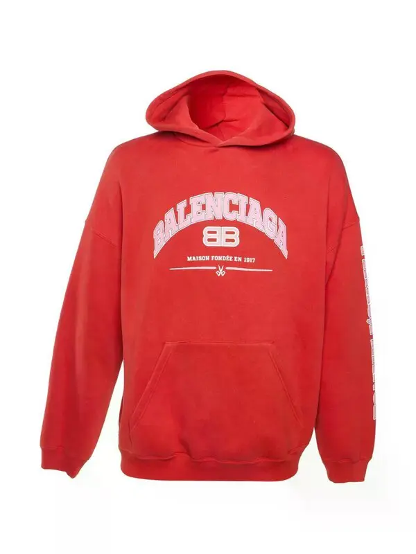 Balenciaga Logo-print Wide-fit Hoodie - Red