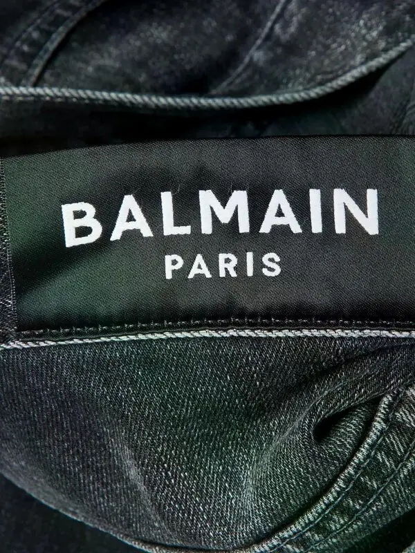 Balmain Crystal-embellished Distressed Jeans