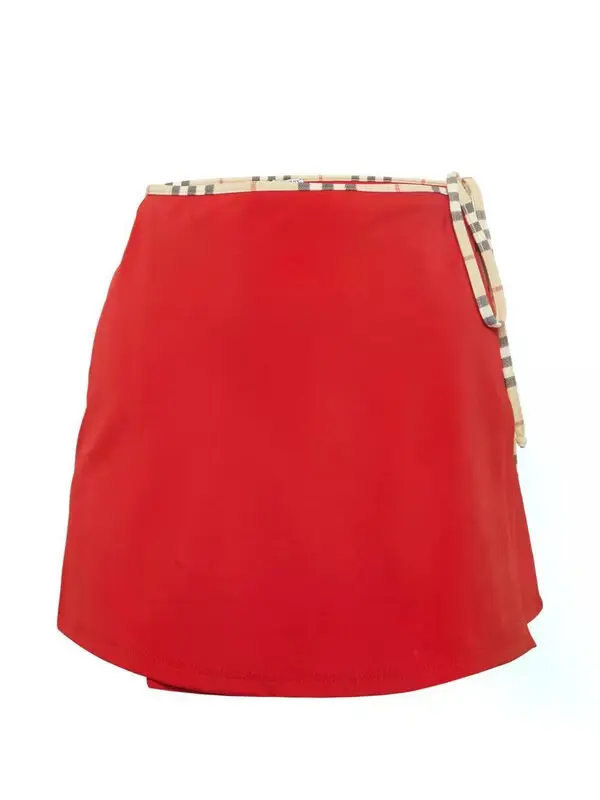 Burberry Check-trim Sarong Mid Skirt - Red