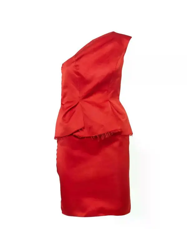 LANVIN Les 10 Ans One-shoulder Peplum Mini Dress - Red