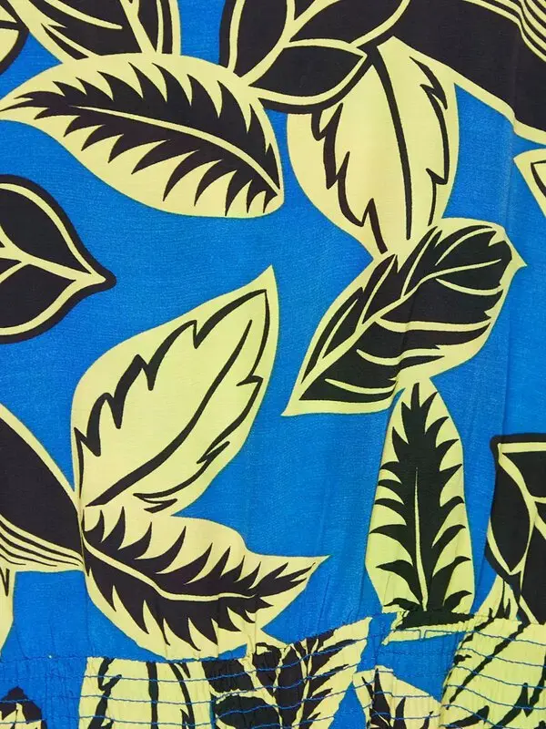 Moschino Leaf-print Shirred Mini Dress