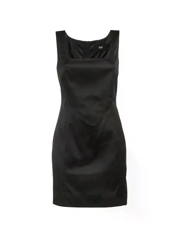 Dolce & Gabbana Satin Square-neck Mini Dress - Black