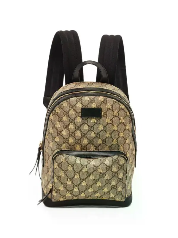 Gucci Gg Supreme Bees Backpack - Neutrals