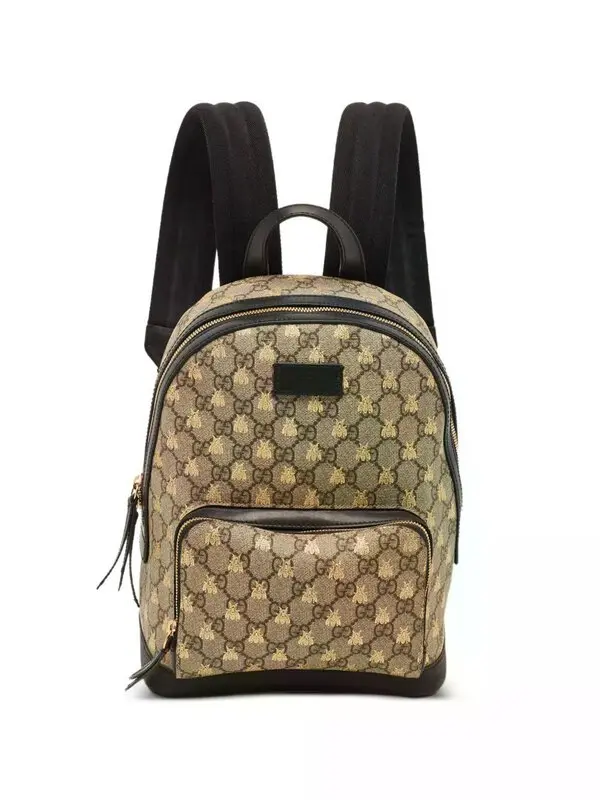 Gucci Gg Supreme Bees Backpack - Neutrals