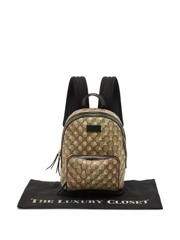 Gucci Gg Supreme Bees Backpack - Neutrals