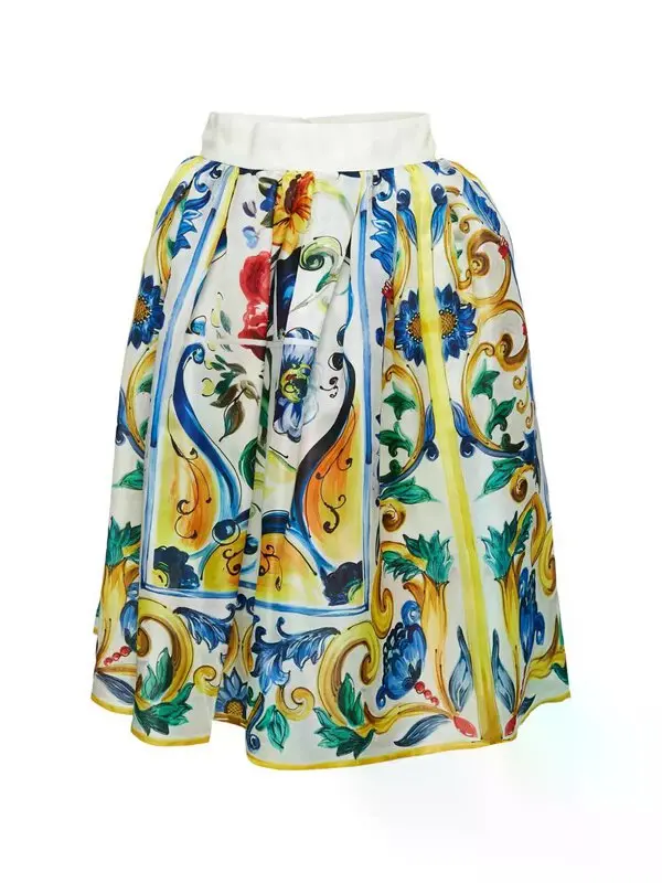 Dolce & Gabbana Majolica Print Midi Skirt