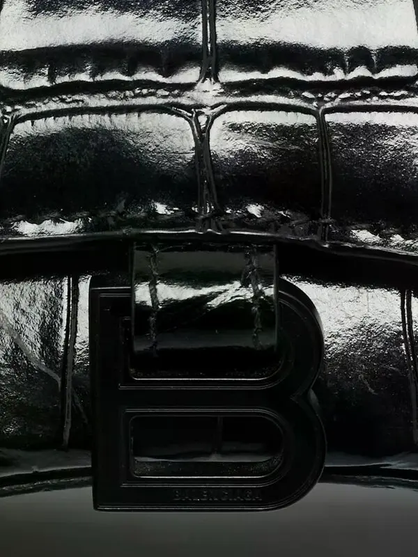 Balenciaga Mini Hourglass Croc-embossed Tote Bag