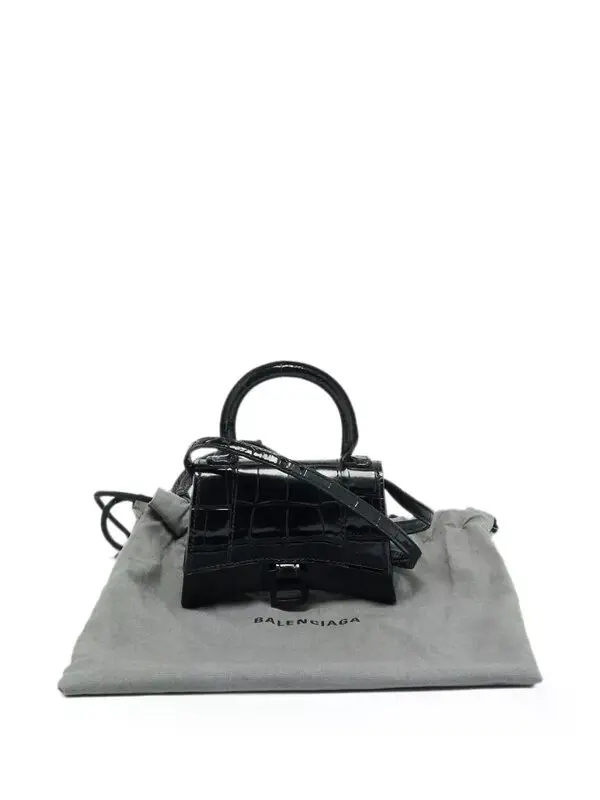 Balenciaga Mini Hourglass Croc-embossed Tote Bag
