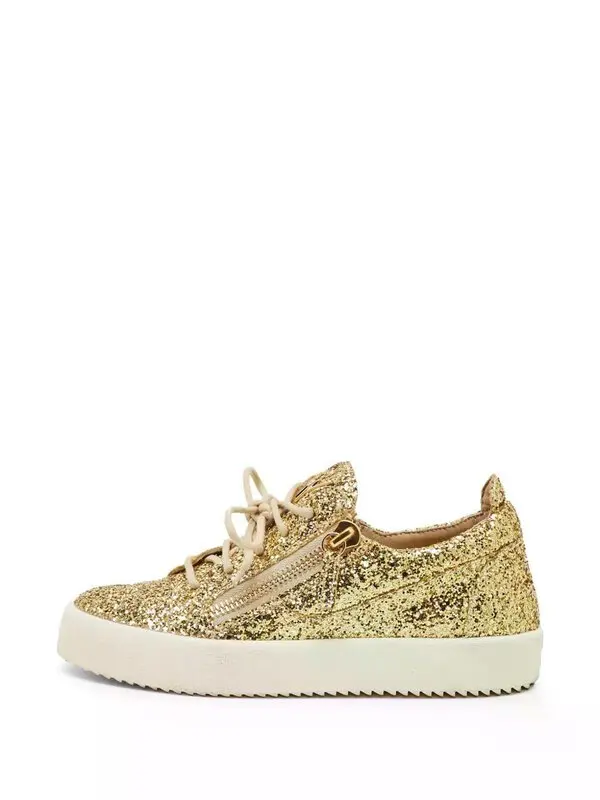 GIUSEPPE ZANOTTI Glitter Side-zip Sneakers - Gold