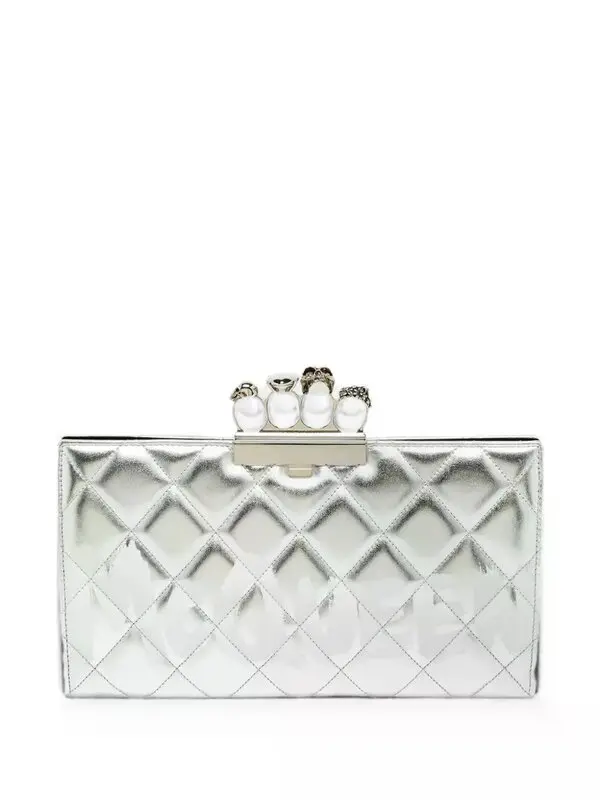 Alexander McQueen Jewelled Knuckle Quilted Clutch Bag
