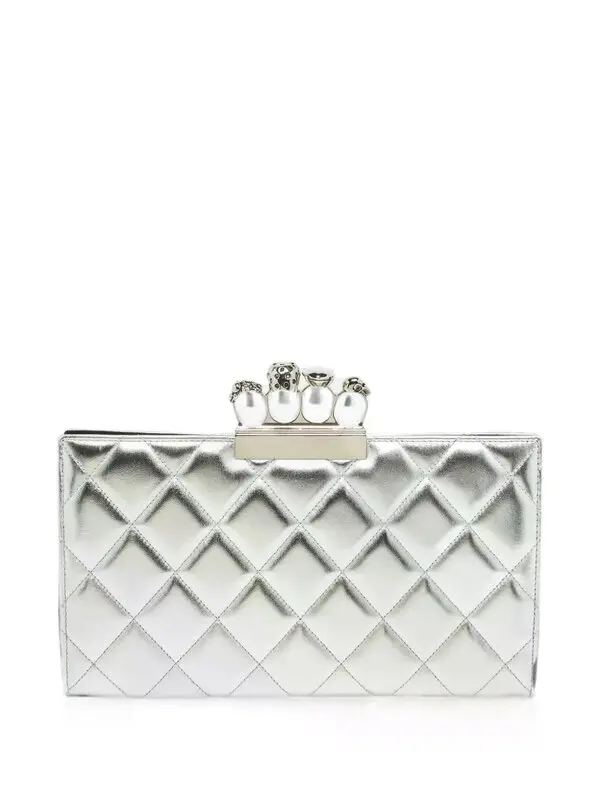 Alexander McQueen Jewelled Knuckle Quilted Clutch Bag