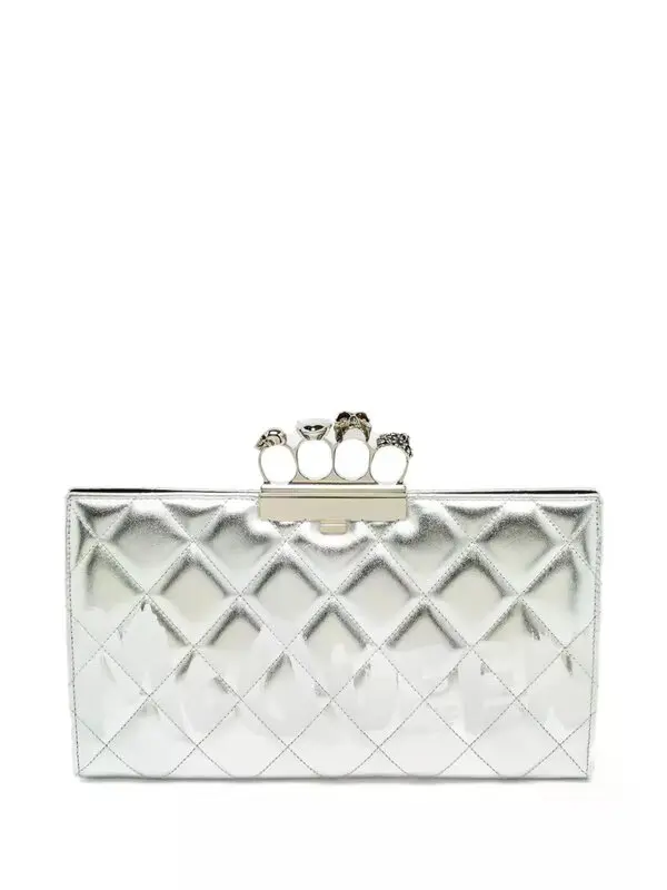 Alexander McQueen Jewelled Knuckle Clutch Bag - Silver