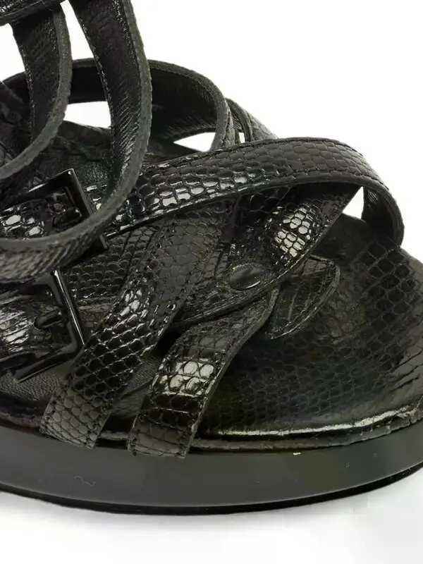 Burberry Lizard-embossed Ankle-strap Leather Sandals