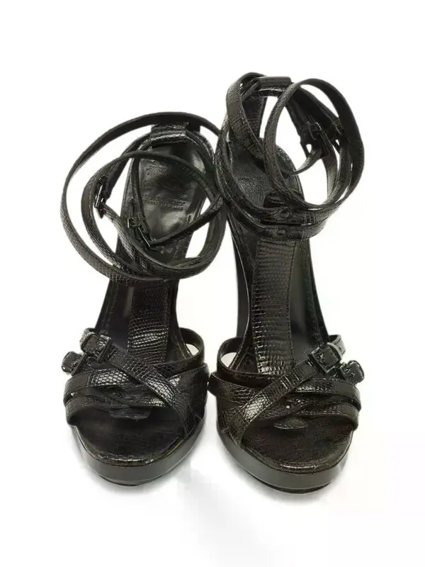 Burberry Lizard-embossed Leather Ankle-strap Sandals