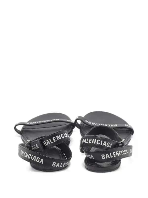 Balenciaga Logo-tape Ankle-strap Leather Flat Sandals