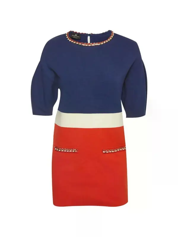 Elisabetta Franchi Chain-appliqué Knit Dress - Blue