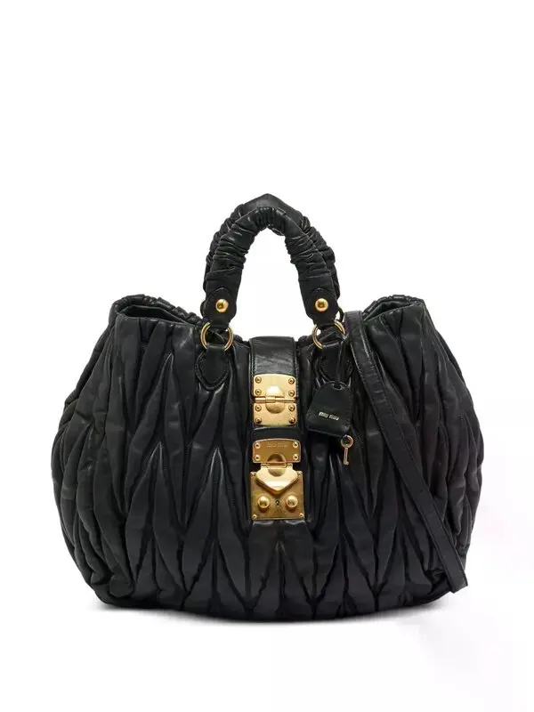 Miu Miu Logo-engraved Tote Bag - Black