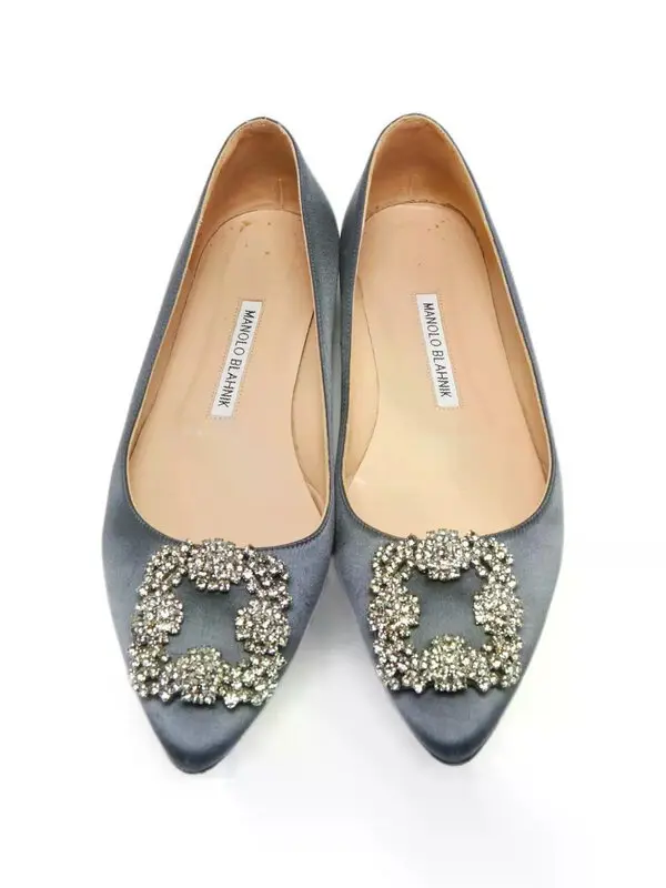 Manolo Blahnik Hangisi Crystal-buckle Ballet Flats