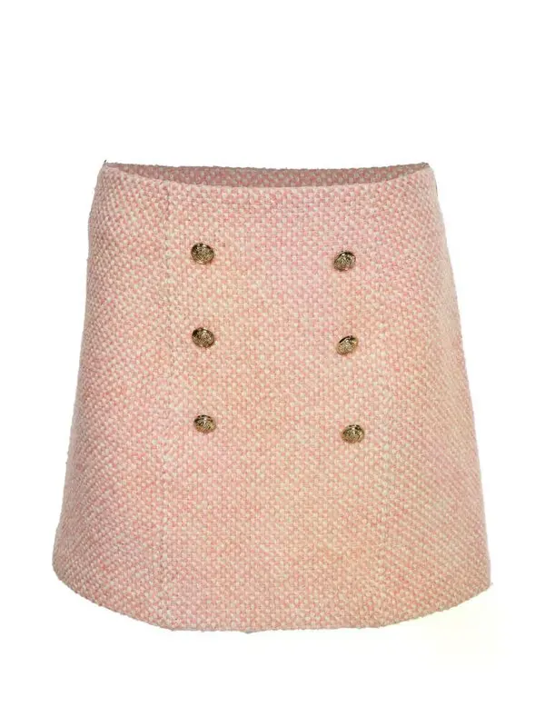 Maje Tweed Button-detail Mini Skirt - Pink