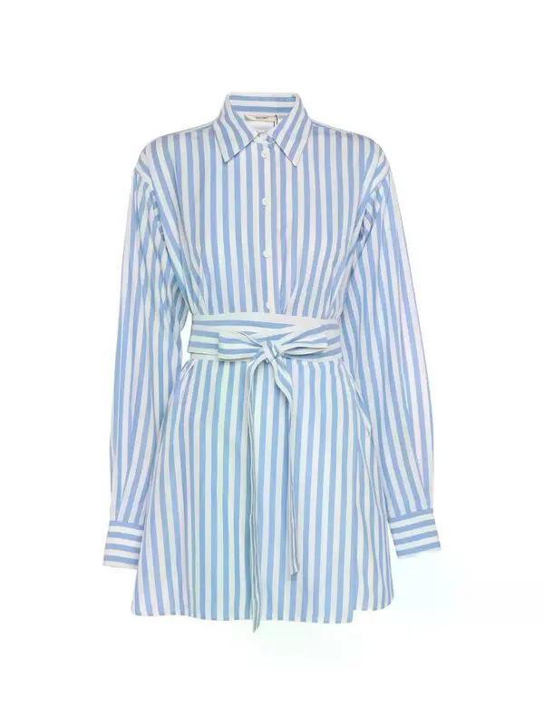 Celine Striped Waist-tie Shirt - Blue