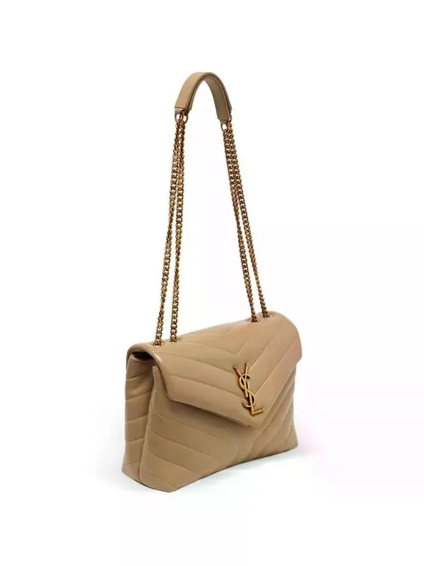 Saint Laurent Loulou Matelassé Shoulder Bag - Neutrals