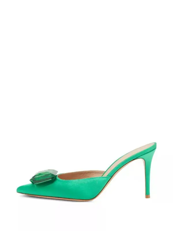 GIANVITO ROSSI Crystal Embellished Heeled Mules - Green