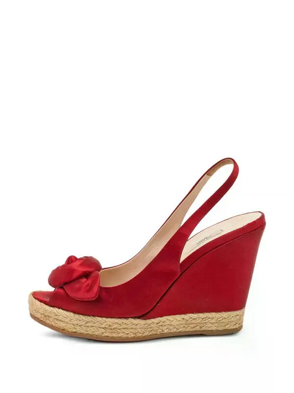 Prada Rose Slingback Espadrilles - Red