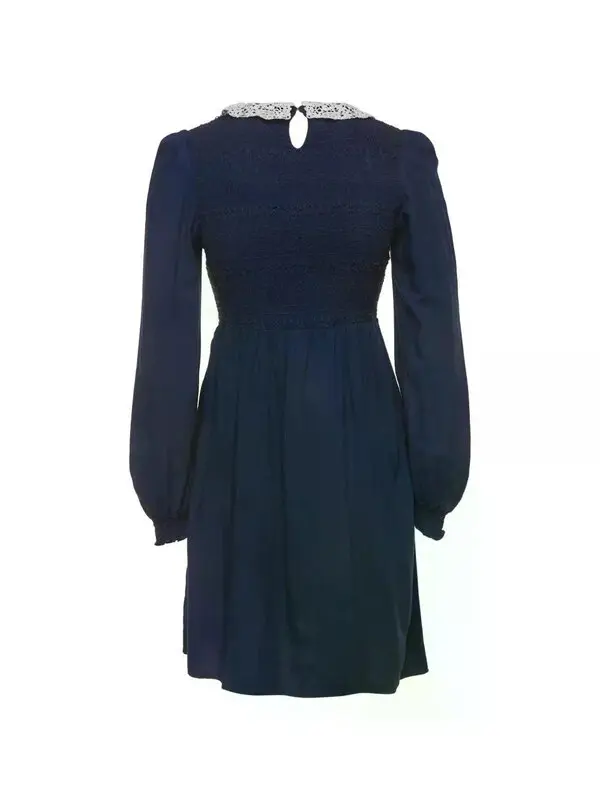 Maje Smocked Guipure-collar Mini Dress