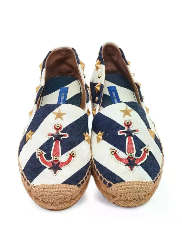 Dolce & Gabbana Striped Star-studded Espadrilles