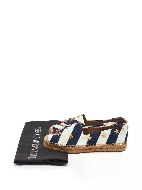 Dolce & Gabbana Striped Star-studded Espadrilles