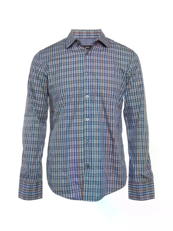 BOSS Slim-fit Check-print Shirt - Blue