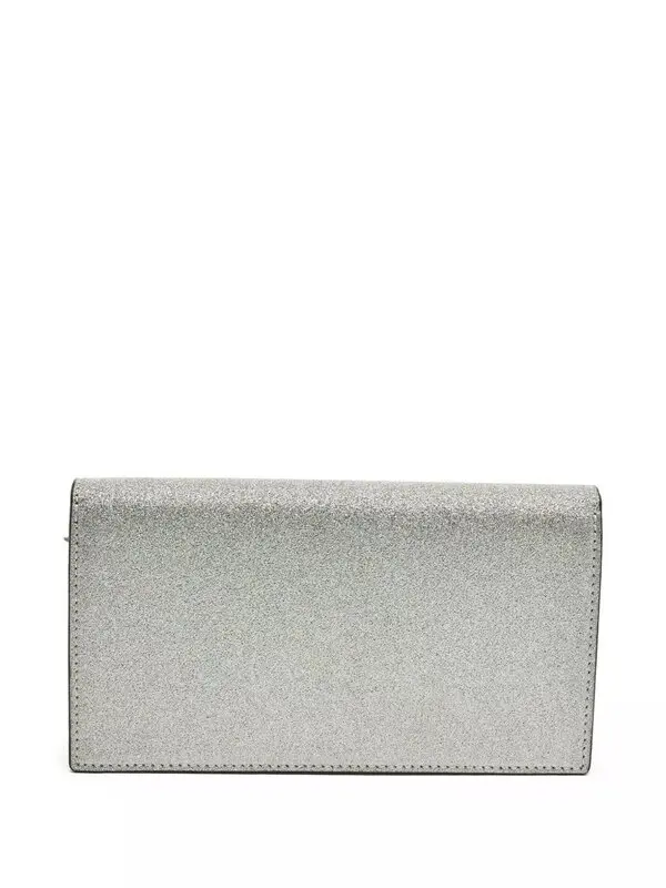 CHRISTIAN LOUBOUTIN Loubi54 Glitter-detail Clutch Bag - Silver
