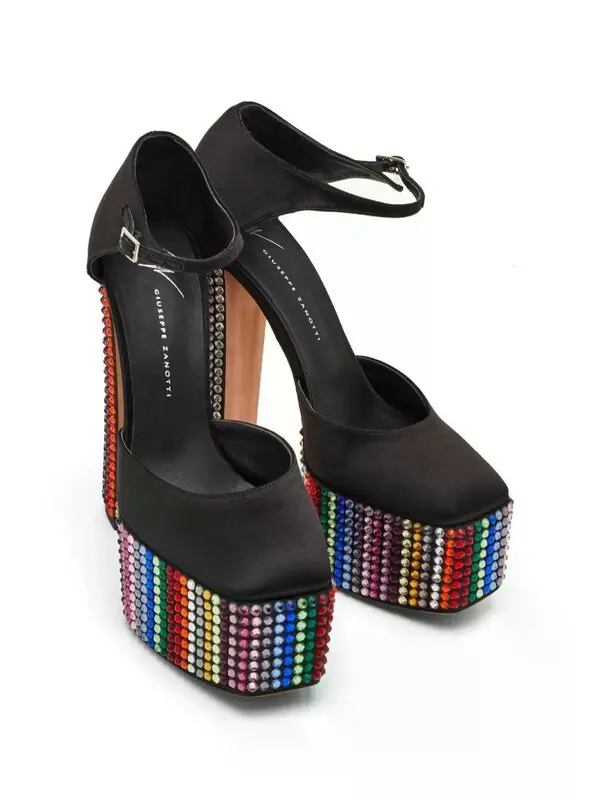 GIUSEPPE ZANOTTI Embellished Crystal Platform Pumps - Black
