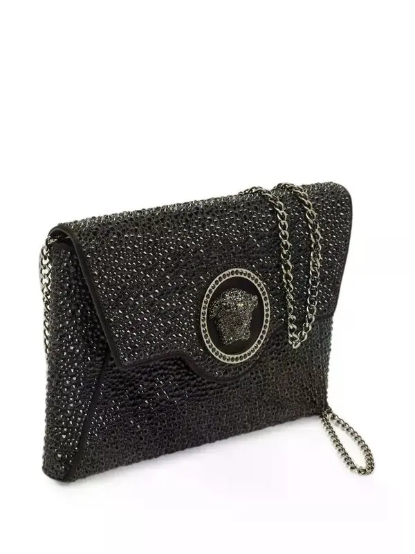 Versace La Medusa Crystal-embellished Clutch Bag - Black