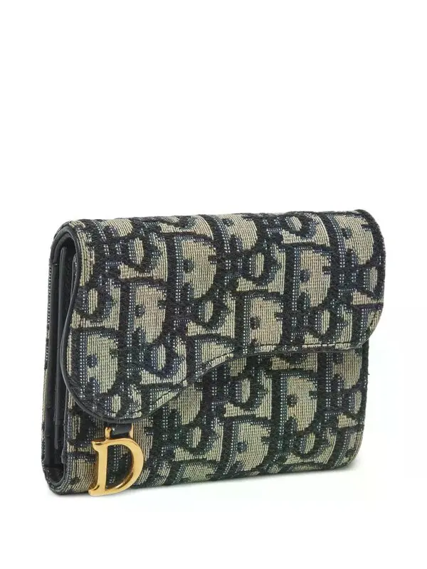 Dior Saddle Oblique Canvas Wallet - Blue