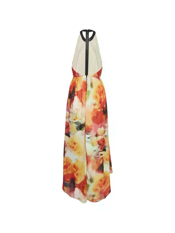 Alice + Olivia Chiffon Leather-trim Maxi Dress