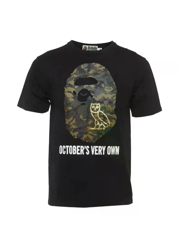 A BATHING APE X Ovo Woodland Camo Ape Head T-shirt - Black