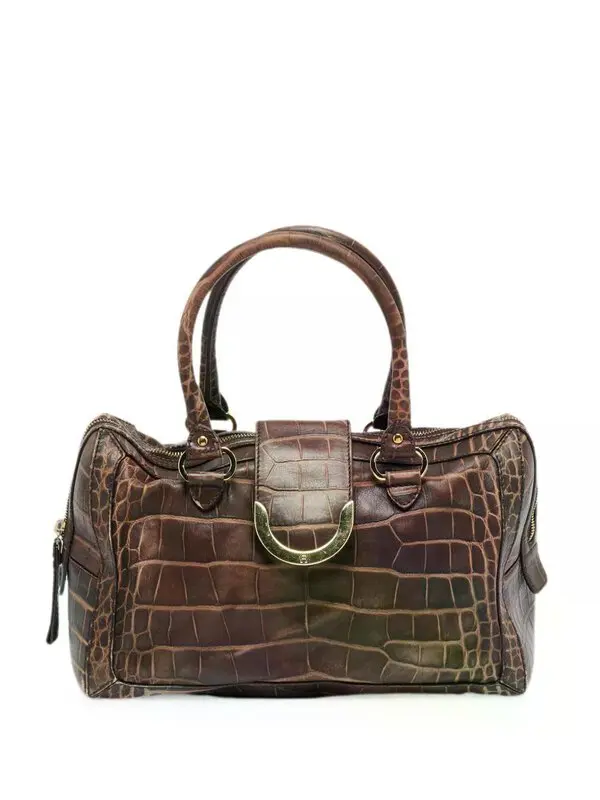AIGNER Croc-embossed Satchel Bag