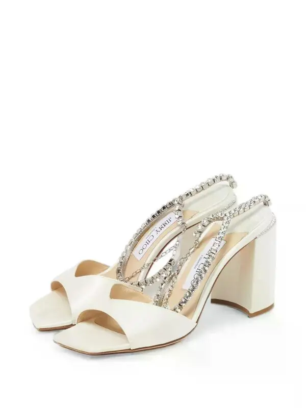 JIMMY CHOO Saeda Crystal-embellished Sandals - White