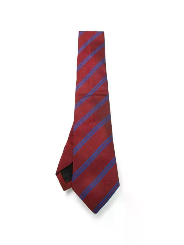 Burberry Silk Diagonal Stripe Skinny Tie - Red