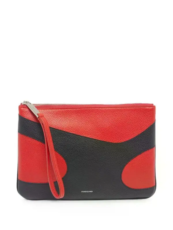 FERRAGAMO Leather Wristlet Clutch Bag